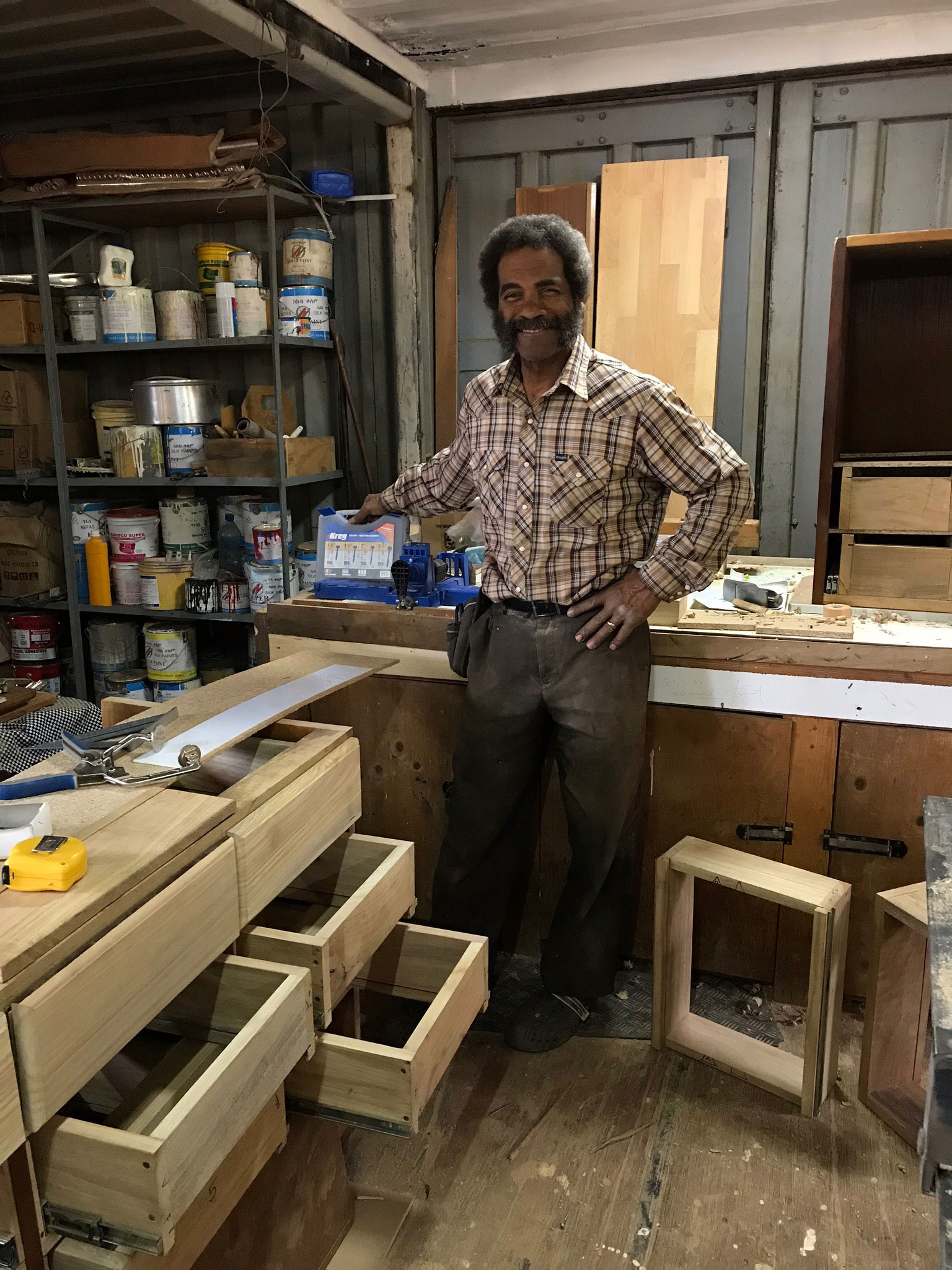 a master carpenter from Iowa, helped build cabinets for our new ICU – Soddo